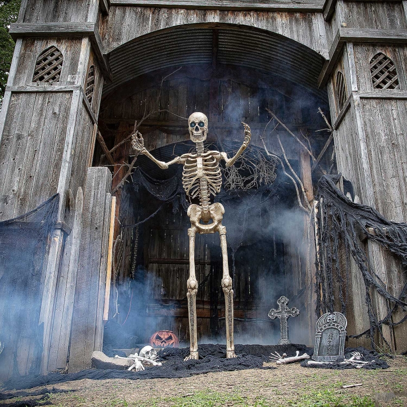 8-Foot Towering Skeleton With Projection Eye