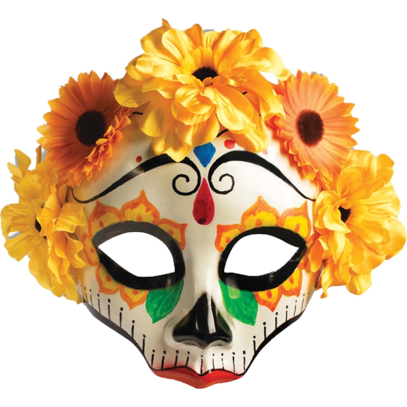 Day Of Dead Female Mask W Flws